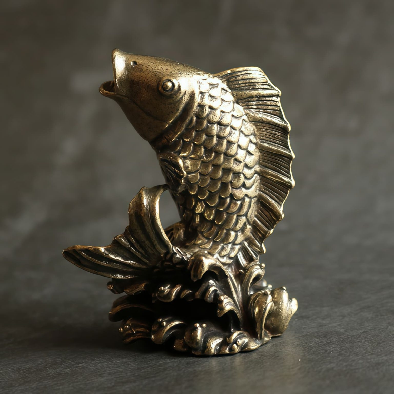 Brass Koi Fish Prosperity Sculpture