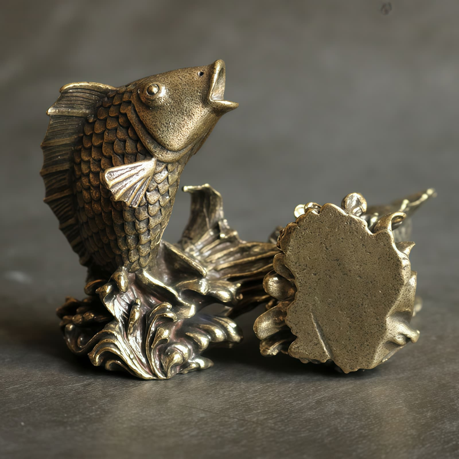 Brass Koi Fish Prosperity Sculpture