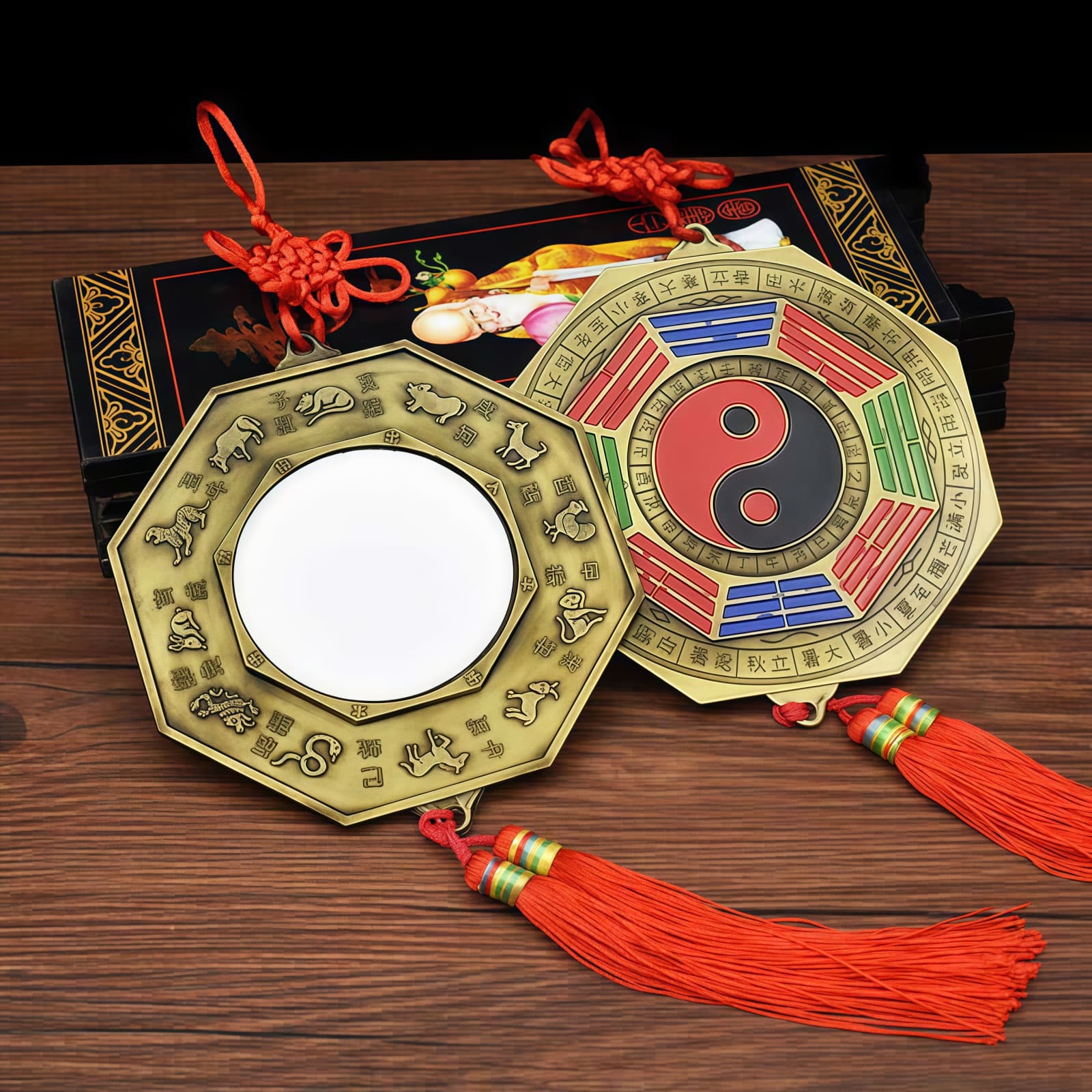 Alloy Bagua Map With Five-Emperor Coins